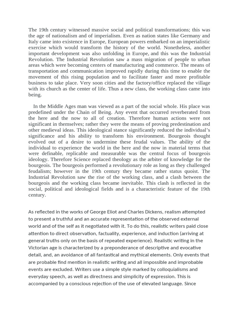 The 19th Century Witnessed Massive Social and Political Transformations ...