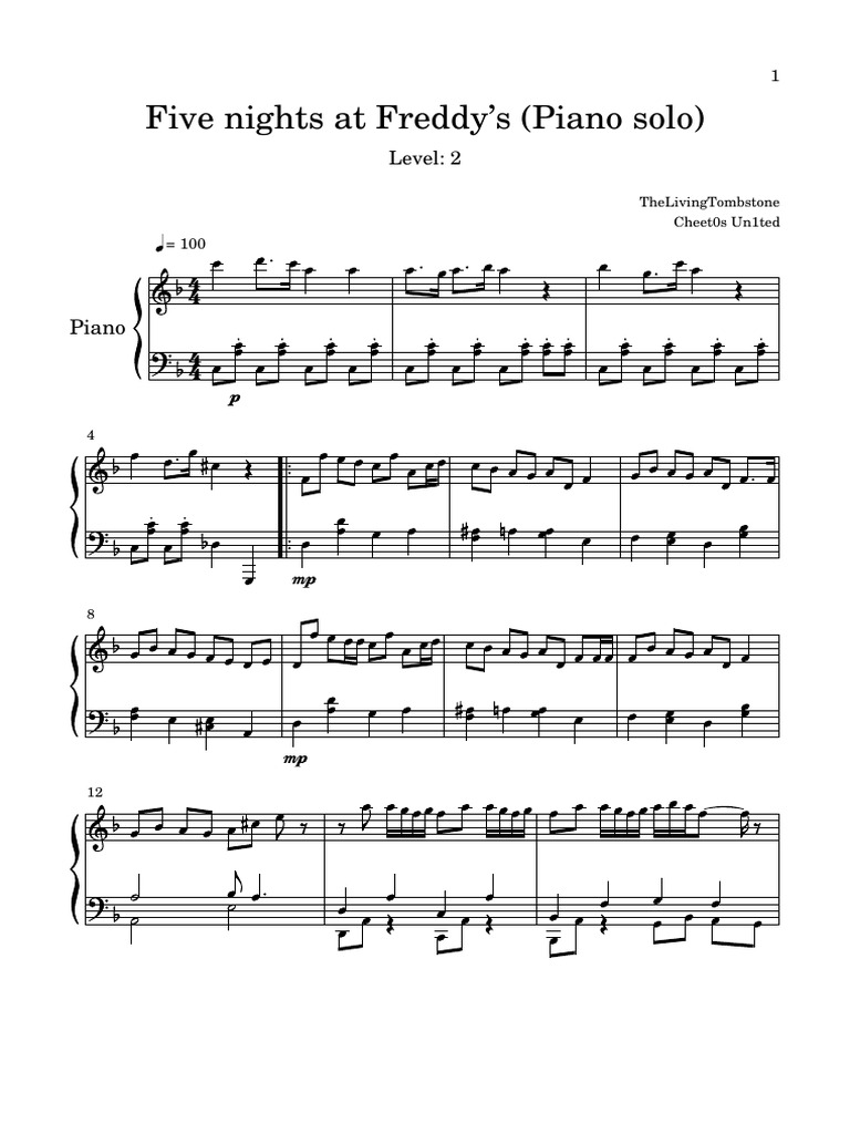 3 Five Nights at Freddy's (Piano Solo) | PDF
