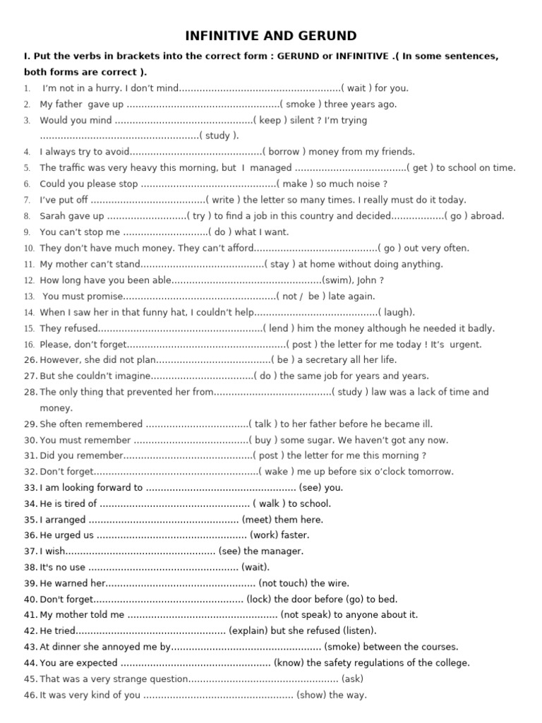 Infinitive and Gerund 1 | PDF