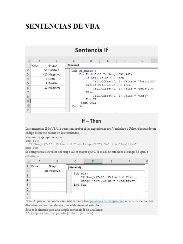 SENTENCIAS DE VBA ACCESS | PDF | Flujo de control | Programación de computadoras