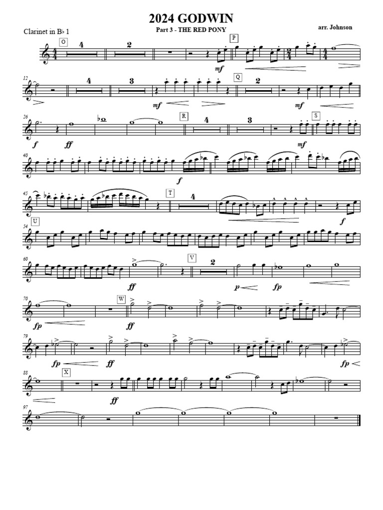 2024 Godwin Pt3-Red Pony v2 - Clarinet in BB 1 | PDF