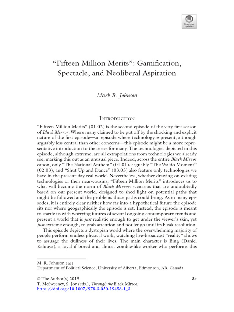 Black Mirror's "Fifteen Million Merits": Gamification and Neoliberalism ...