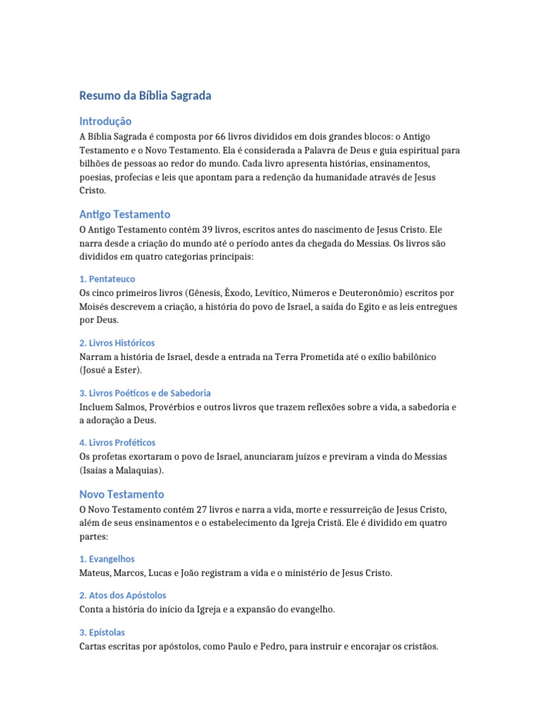 Resumo Da Bíblia Sagrada | PDF