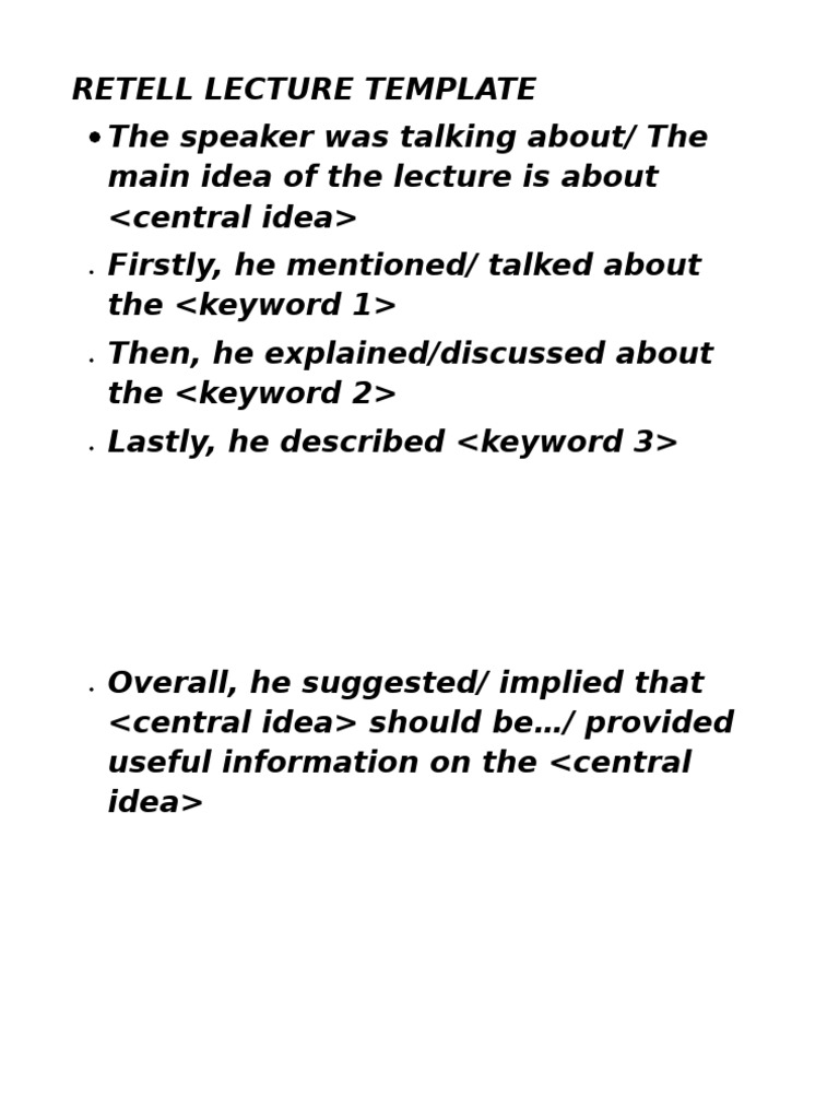 Retell Lecture Template | PDF