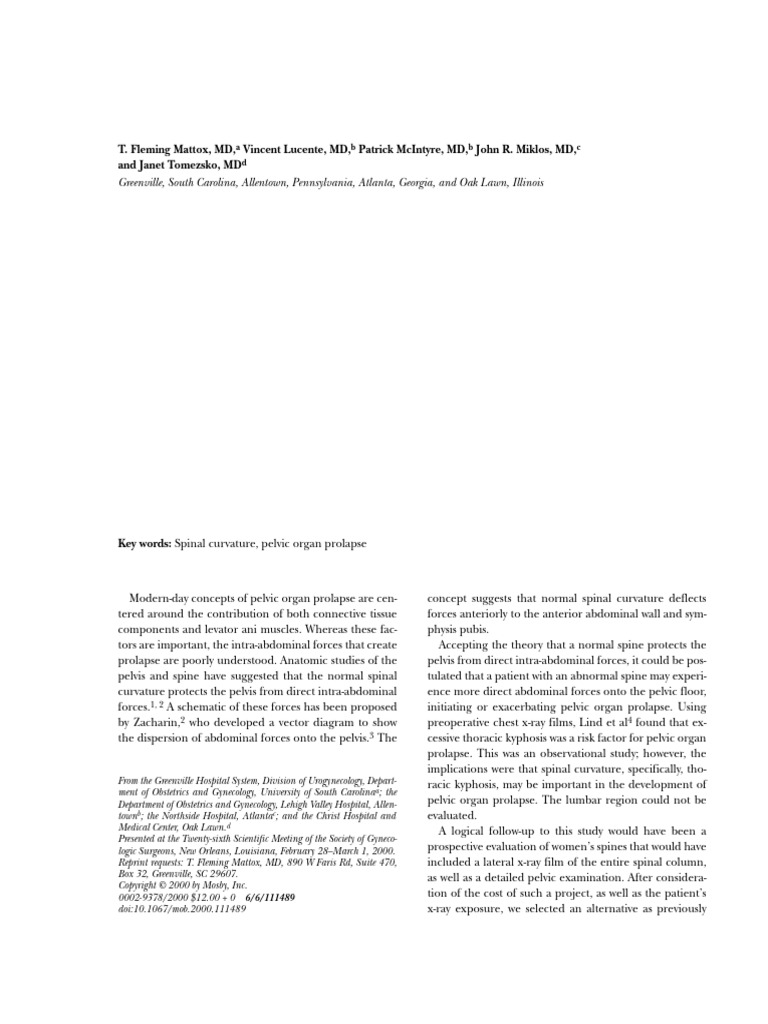 Abnormal Spinal Curvature and Its Relationship To Pelvic Organ | PDF ...