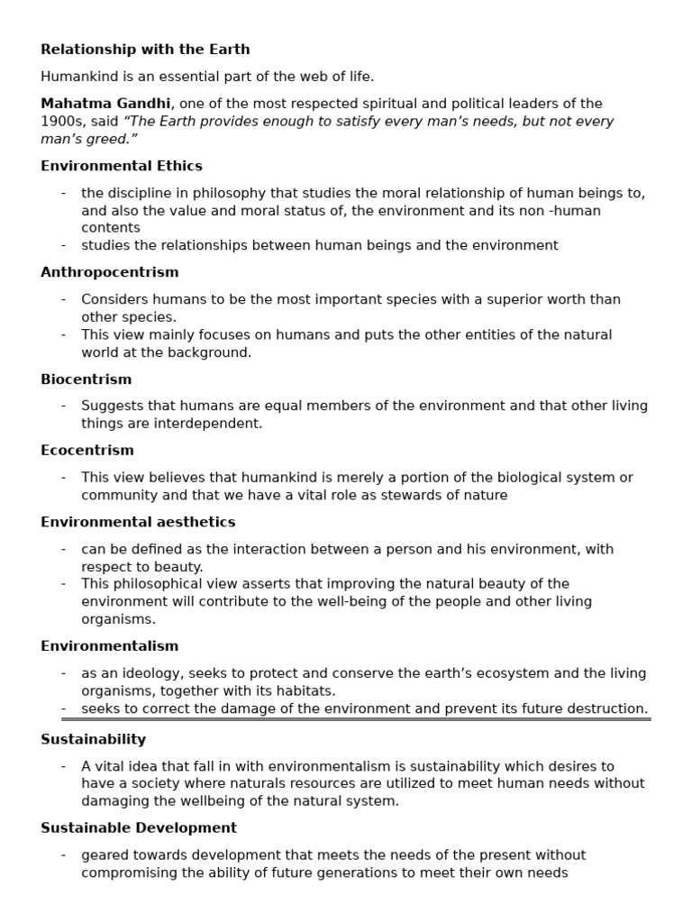 Understanding Environmental Ethics and Sustainability | PDF ...