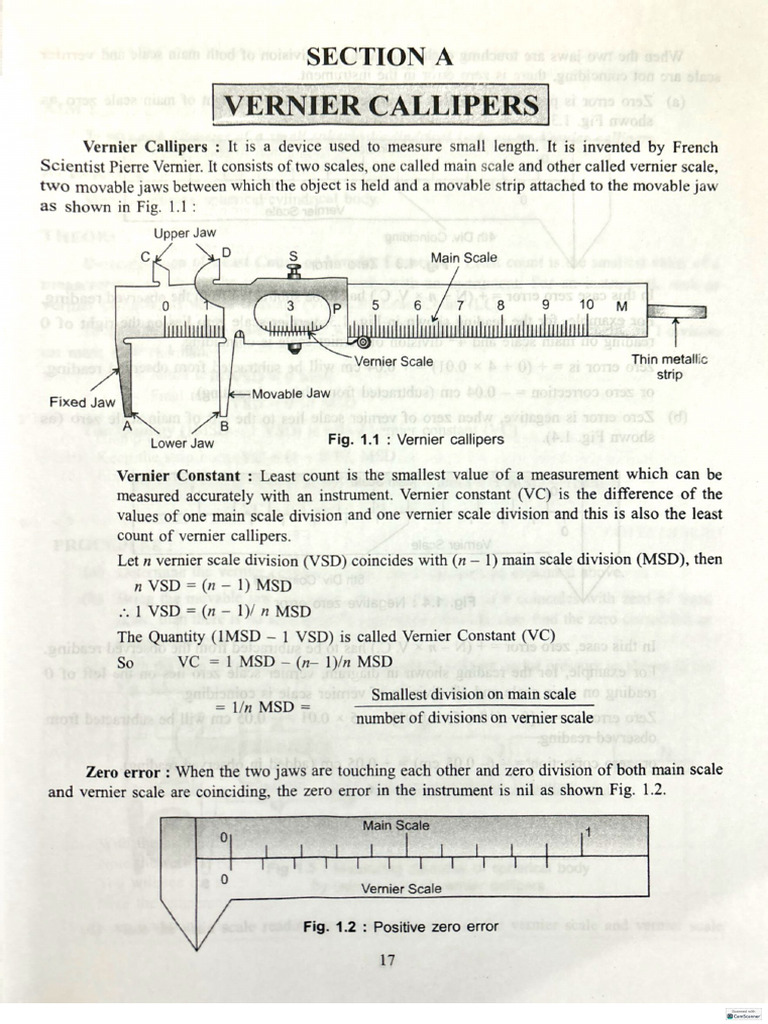 Vernier Calliper viva | PDF