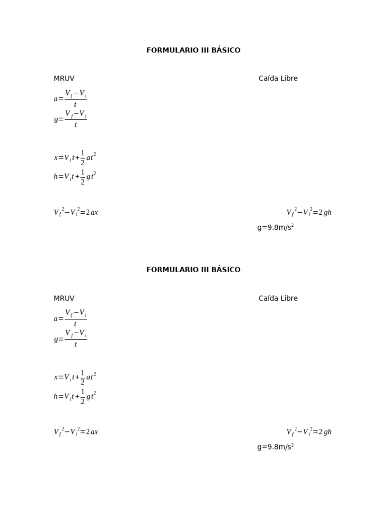Formulario III Básico | PDF