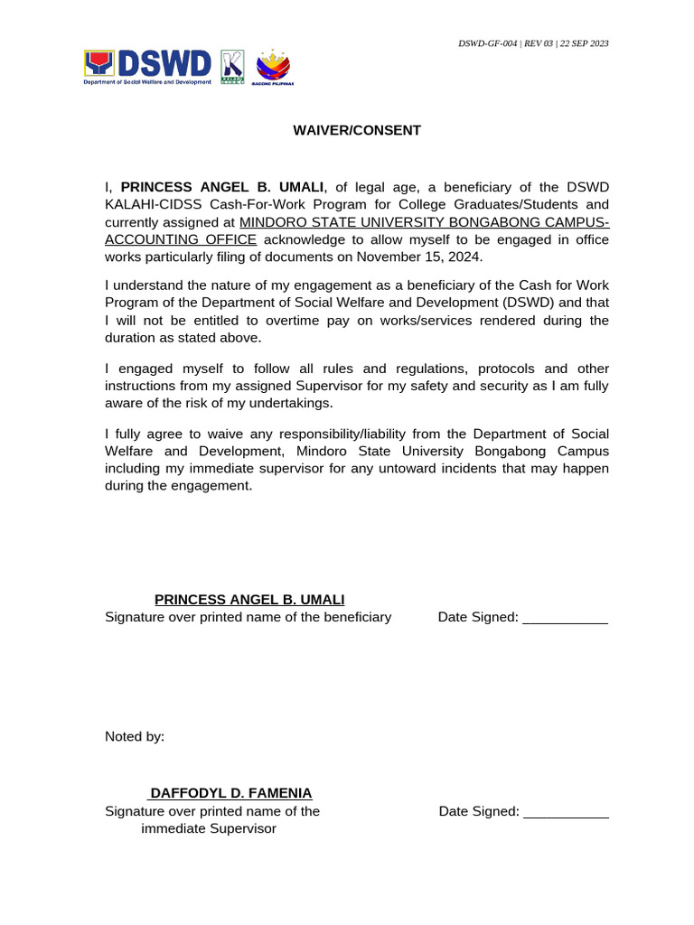 CFWP Waiver Beneficiary 1 | PDF