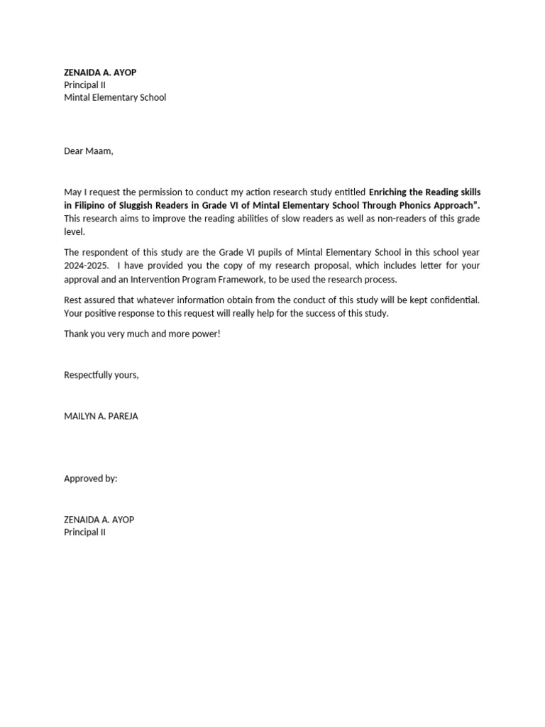 Request for Research Approval Letter | PDF