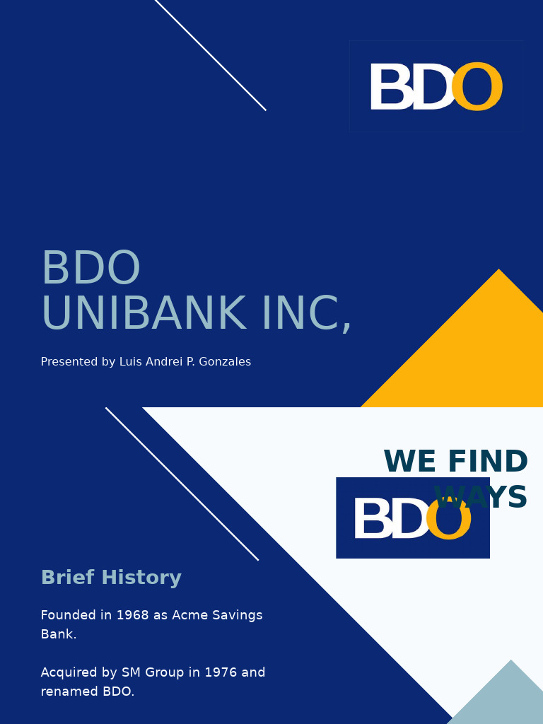 BDO Unibank: A Historical Overview | PDF | Banks | Private Sector
