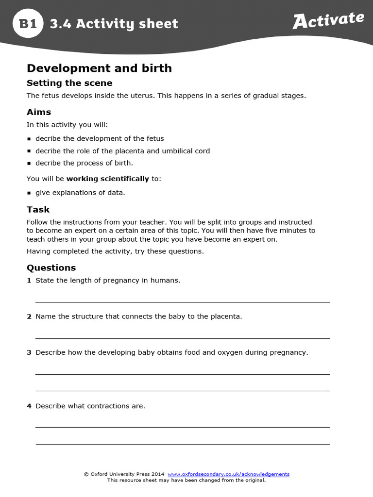 Development and Birth 1 | PDF