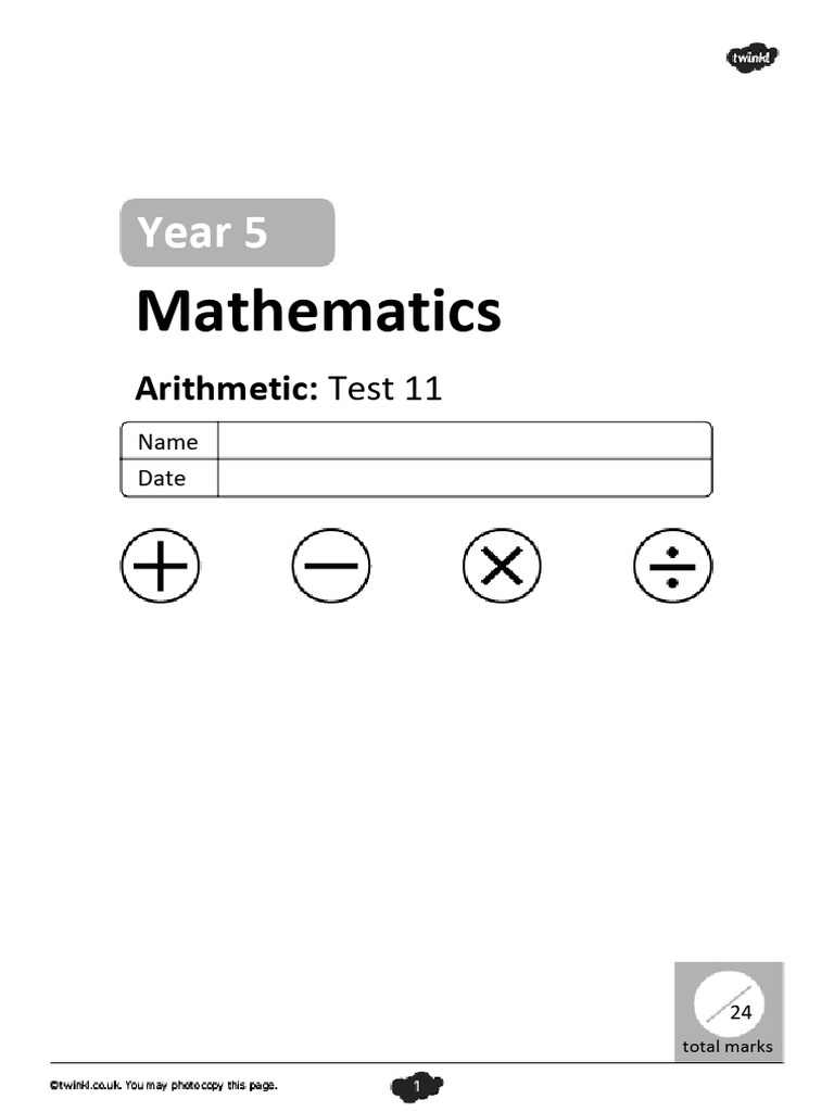 Year 5 Arithmetic Assessment Test | PDF