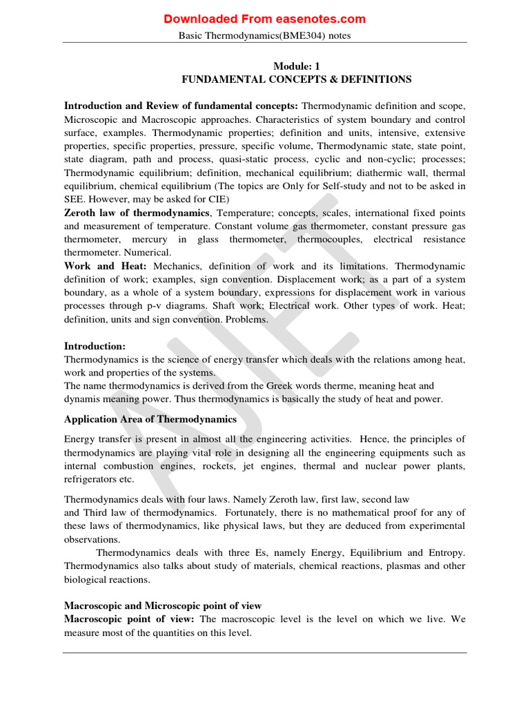 Basic Thermodynamics Bme304 Vtu Notes 2022 Scheme | PDF | Temperature ...