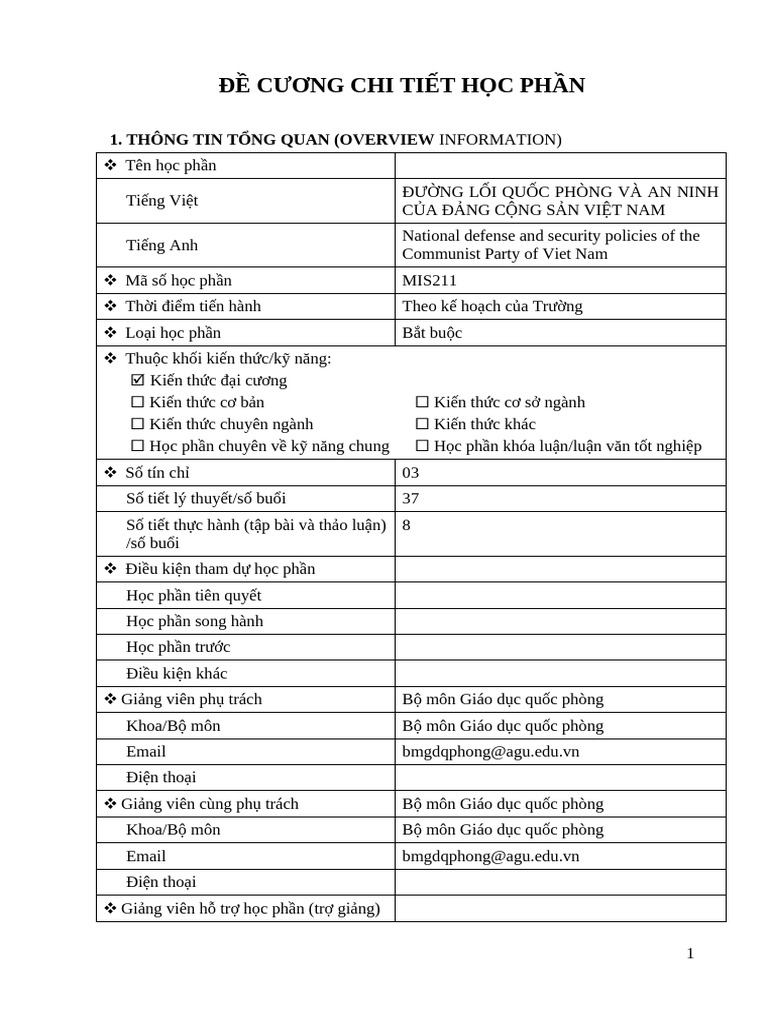 De Cuong Chi Tiet Hp1-Cdio | PDF