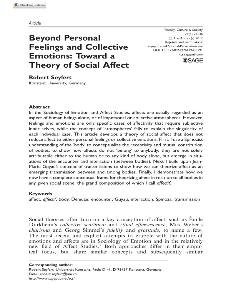 Beyond Personal Feelings and Collective Emotions Toward A Theory of ...
