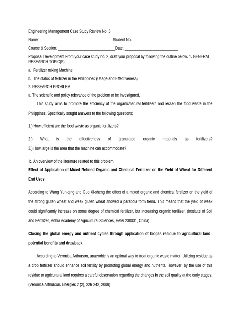 Engineering Management Case Study Review 3 | PDF | Fertilizer | Agriculture