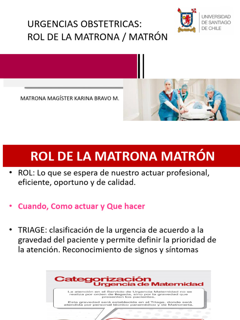 Rol de la Matrona en Urgencias Obstétricas | PDF | El embarazo | Parto