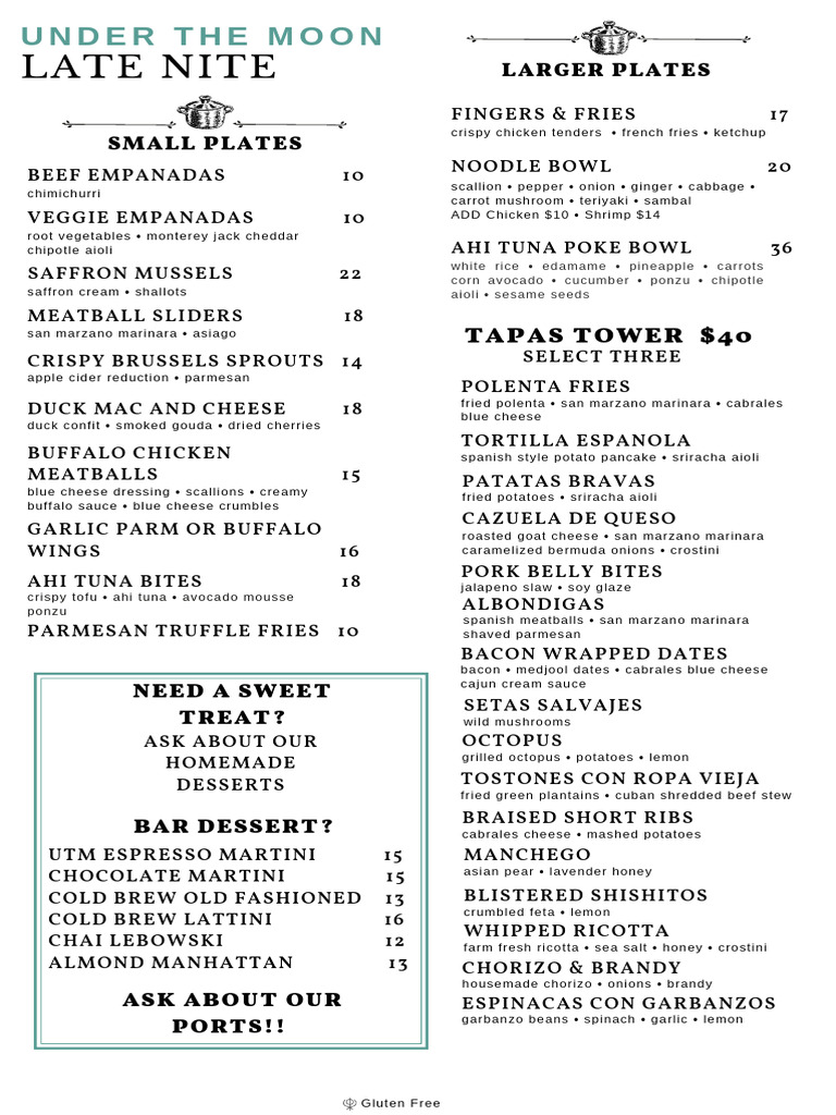 mtZFHIrnR32lhblTHwWq_UTM Late Night Menu Final | PDF | Foods | Cuisine
