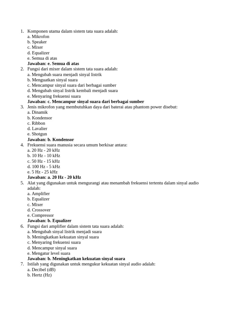 Komponen Utama dalam Tata Suara | PDF