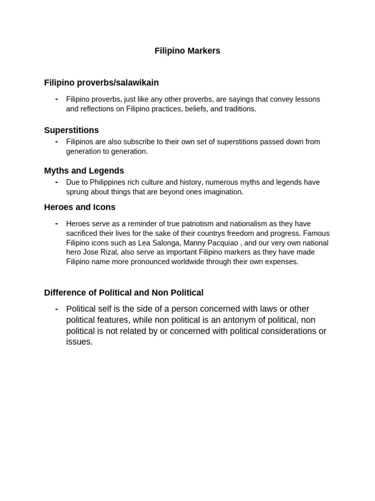 Filipino Cultural Markers Explained | PDF