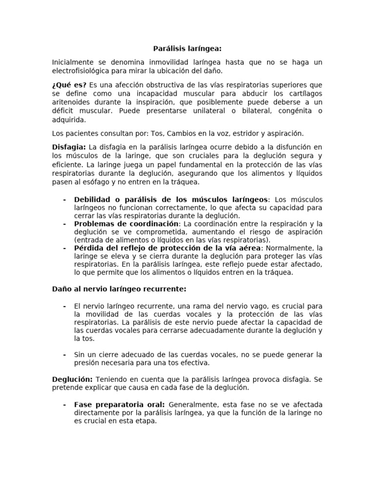 Parálisis Laríngea | PDF | Laringe | Tos
