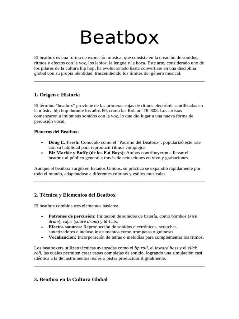 Historia y Evolución del Beatbox | PDF | Música hip-hop | Ritmo