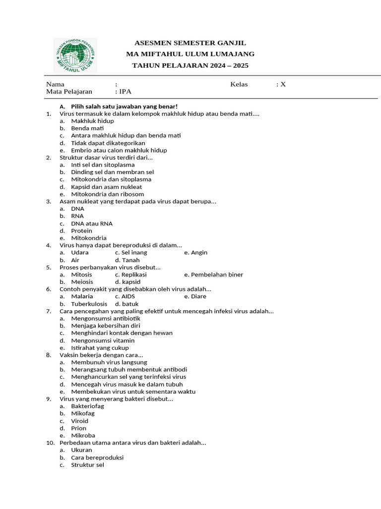 SOAL IPA X (Autosaved) | PDF