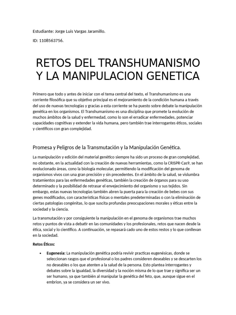 Transmutacion y Manipulacion Genetica | PDF | Transhumanismo | Eugenesia