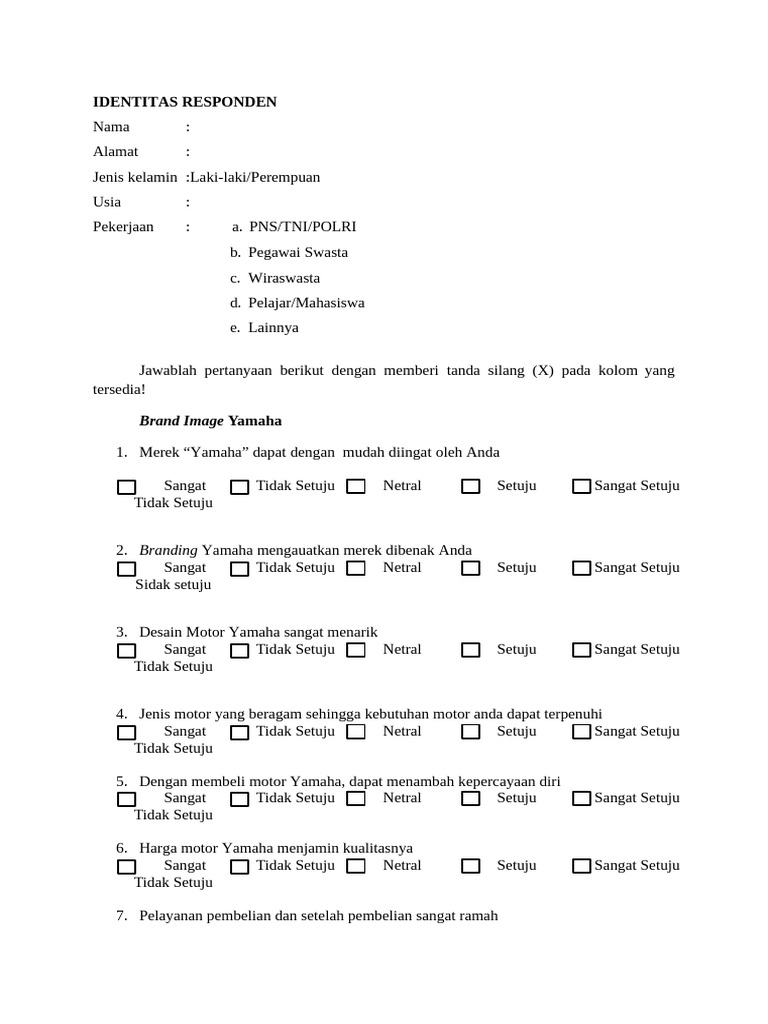 Kuesioner Responden | PDF