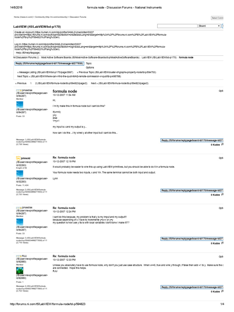 Formula Node - Discussion Forums - National Instruments | PDF ...