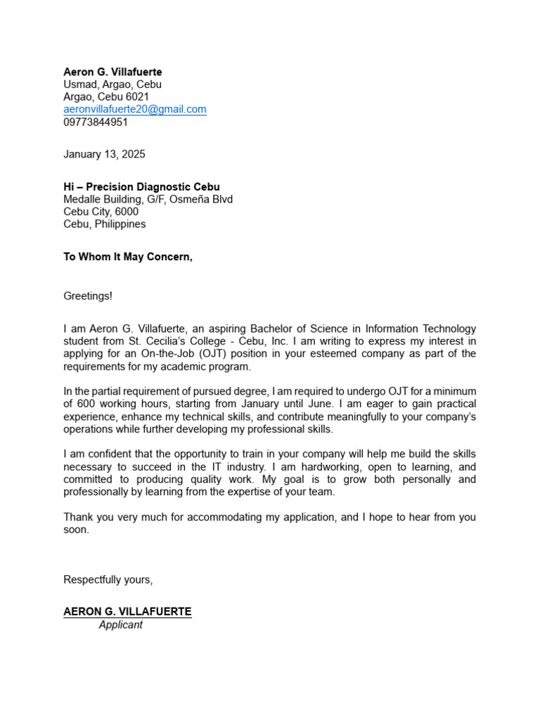 Application-Letter-for-HPD-Villafuerte | PDF