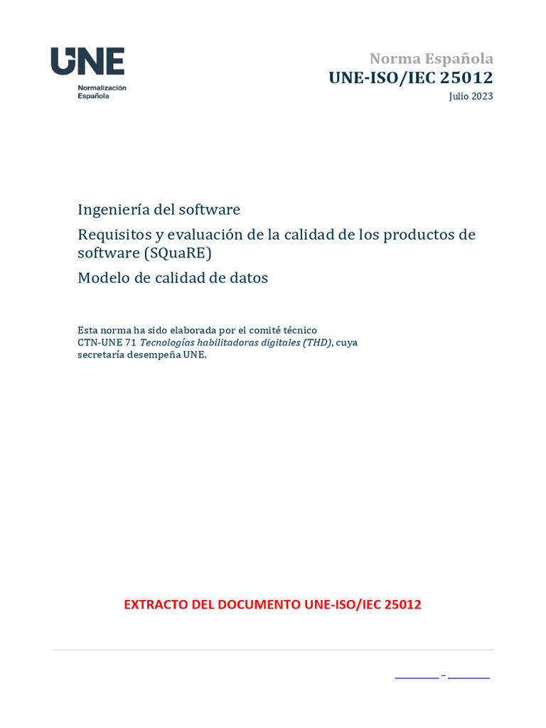 Modelo de Calidad de Datos SQuaRE | PDF | Software de la aplicacion ...