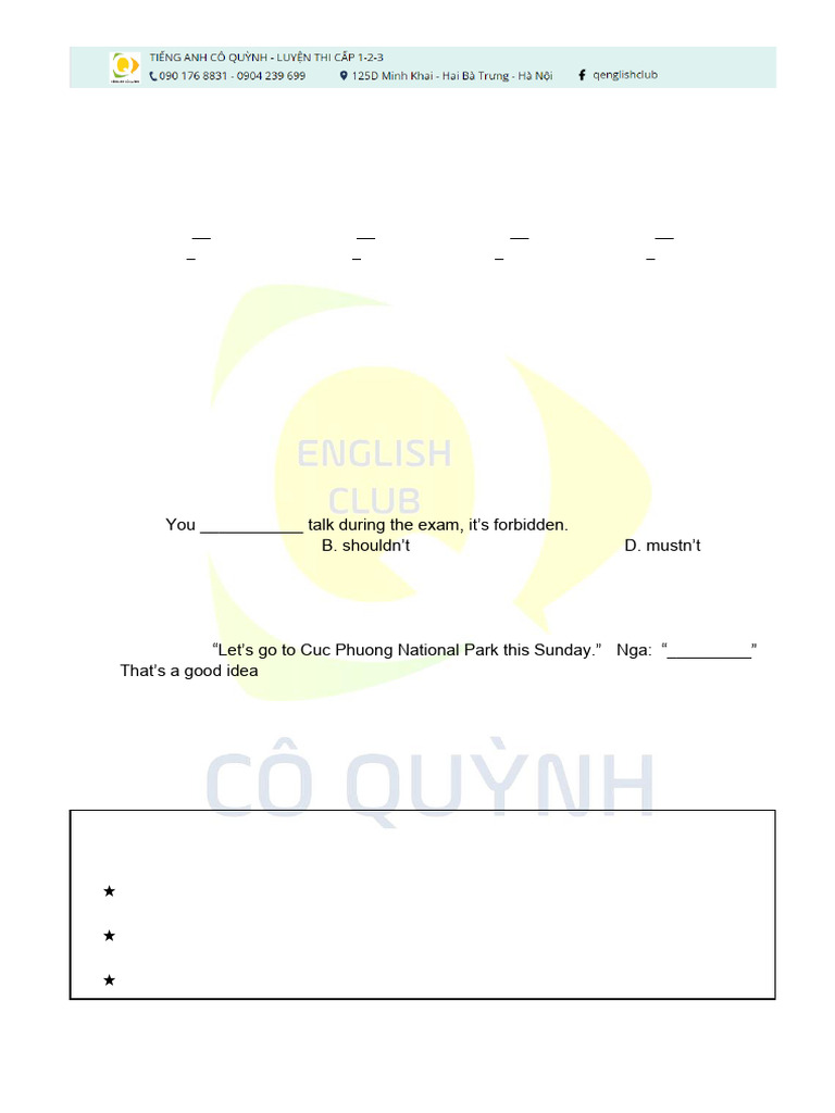English 6 Mock Test: Term 1 Exam | PDF