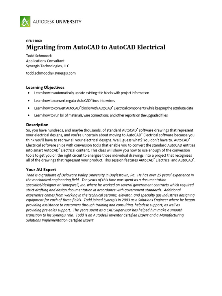 Handout 21060 GEN21060-Schmoock-AU2016 | PDF | Auto Cad | Software