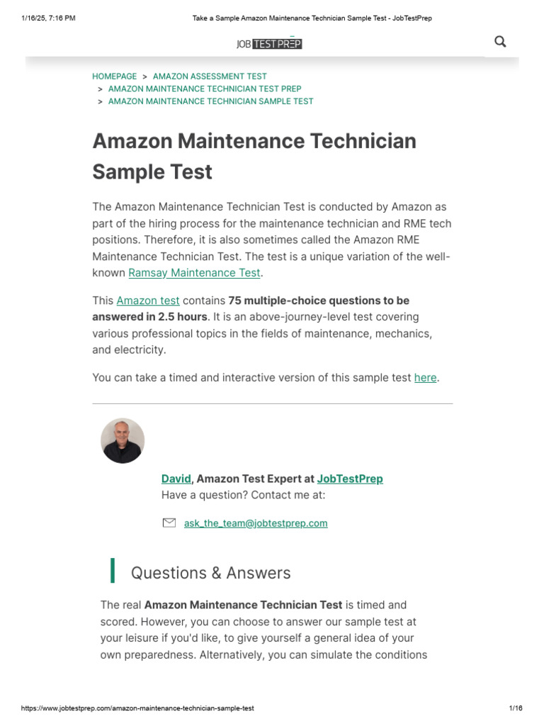 Amazon Maintenance Technician Test Guide | PDF | Ac Power | Combustion