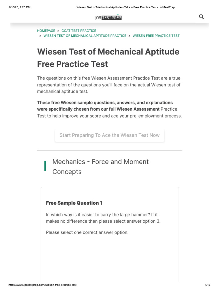 Wiesen Mechanical Aptitude Test Guide | PDF | Lever | Electricity