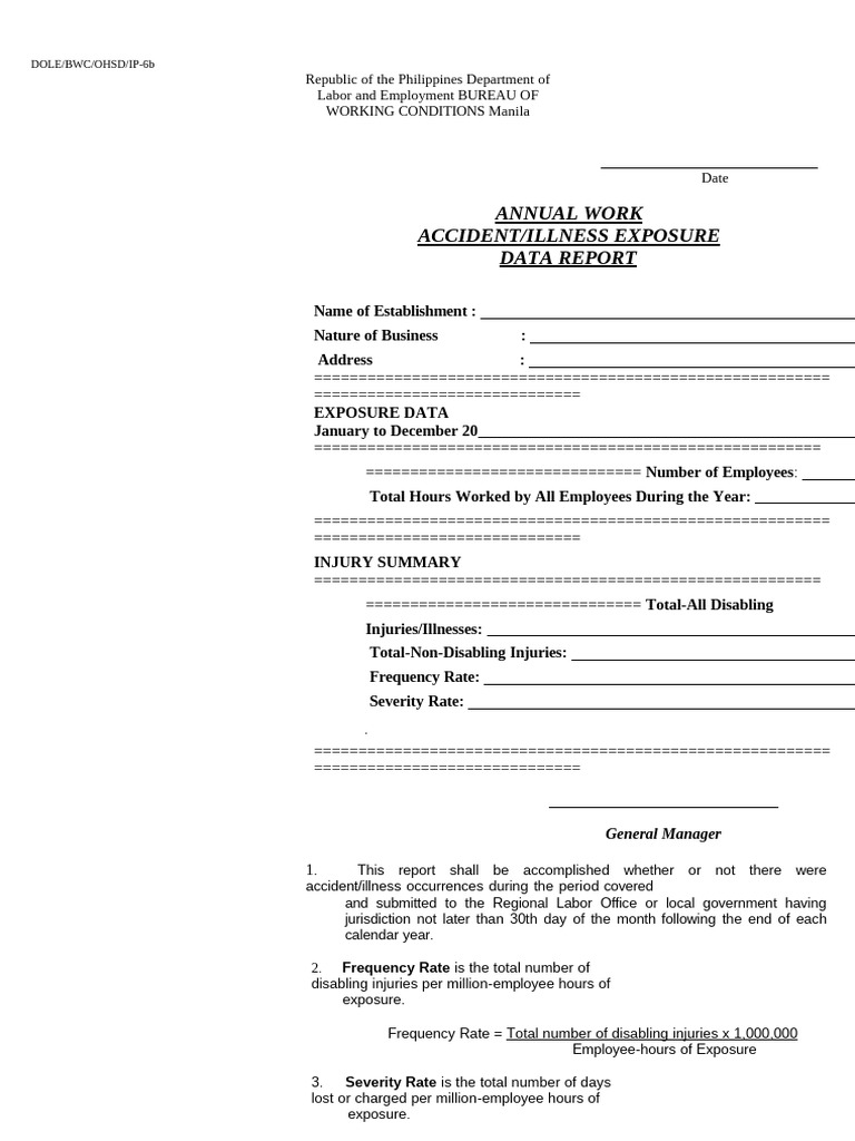 Annual Work Accident Exposure Report | PDF | Employment | Labor Relations