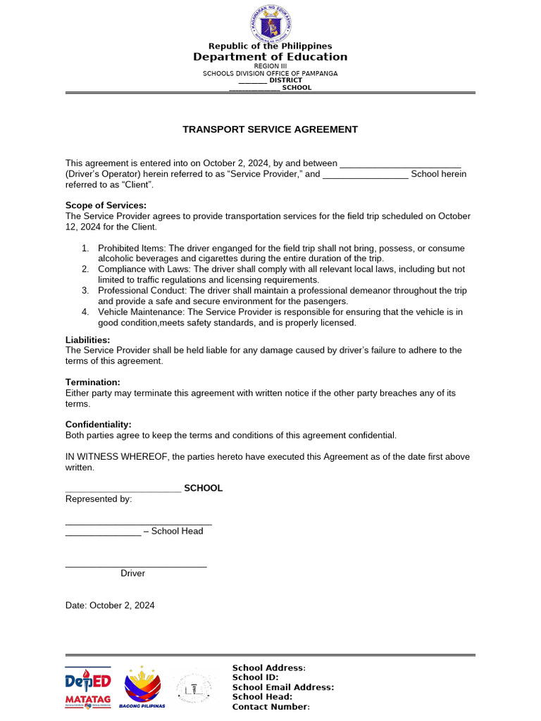 Transport Service Agreement | PDF
