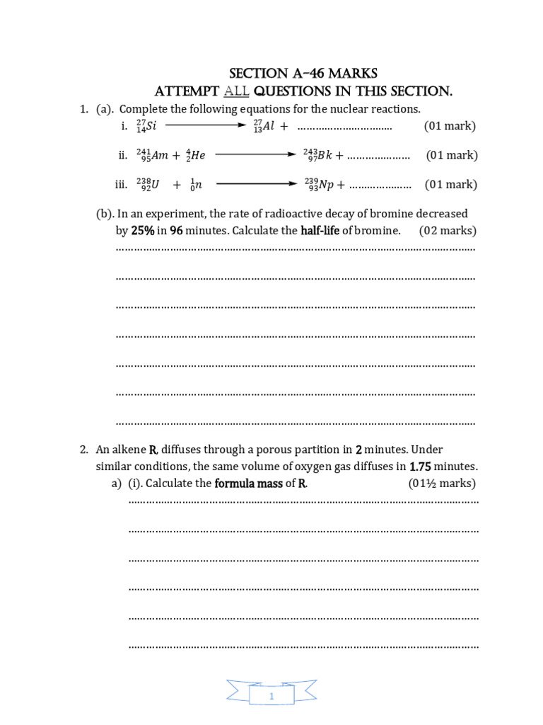Set 7 Chemistry (Paper) 1 | PDF | Polymerization | Chemical Elements