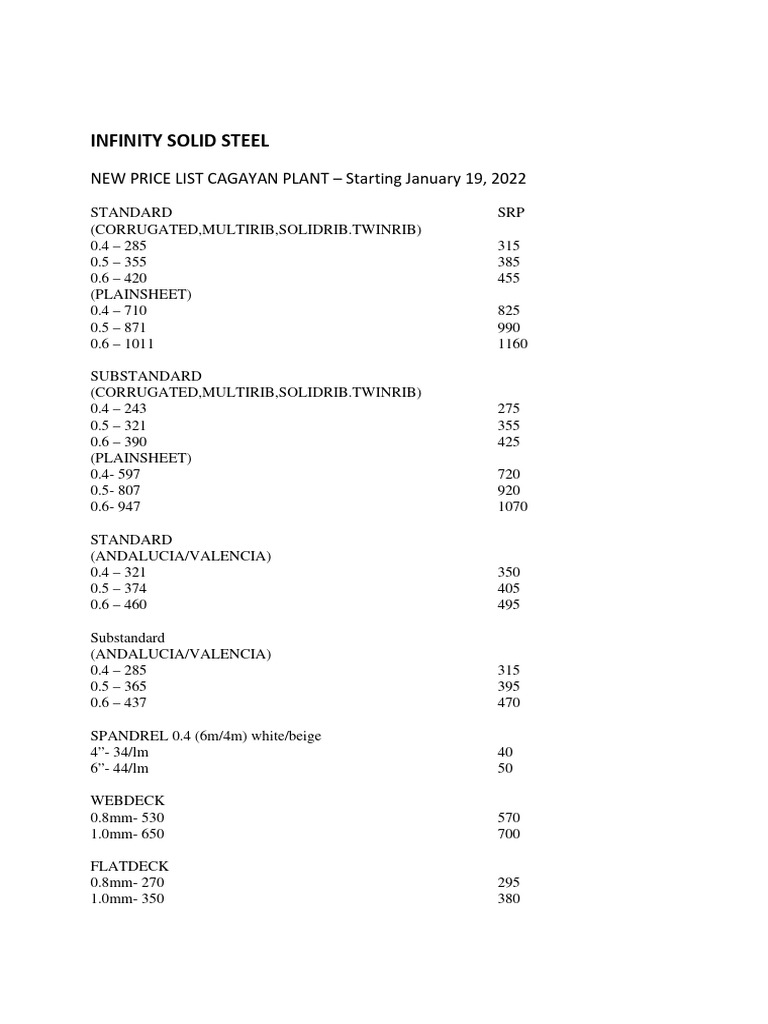 Steel Pricing for Cagayan Buyers | PDF