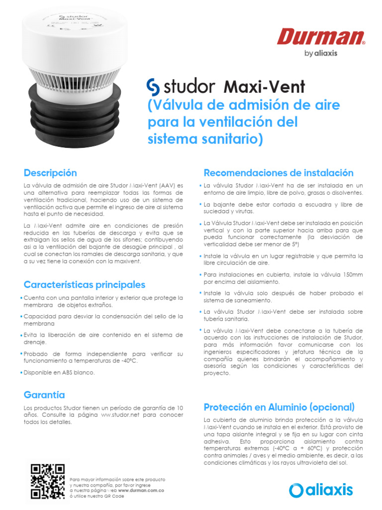 A.3.2. Ficha Comercial Studor - Maxivent | PDF | Ventilación ...