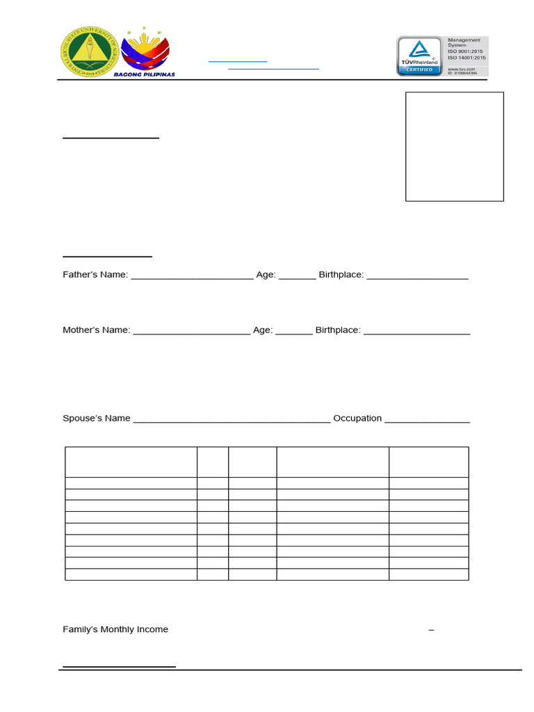 Student Directory Form for CBSUA | PDF