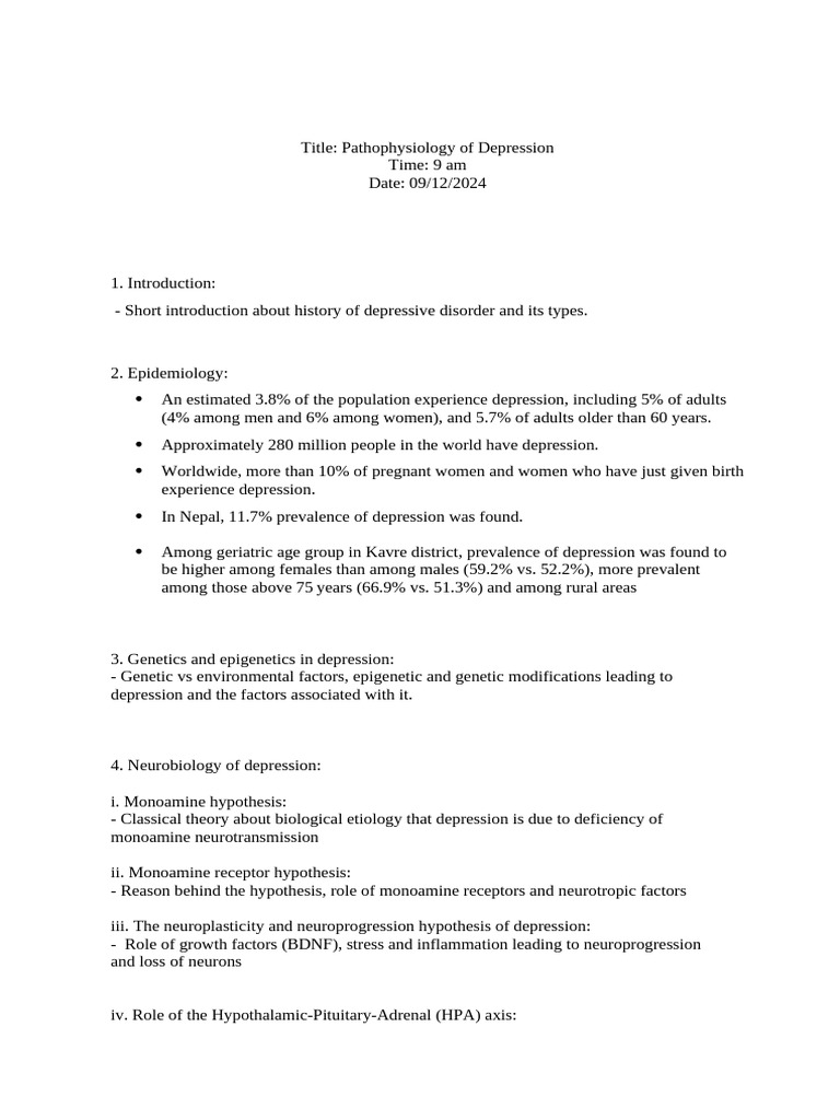 Handout Final (1) | PDF | Hypothalamic–Pituitary–Adrenal Axis | Epidemiology