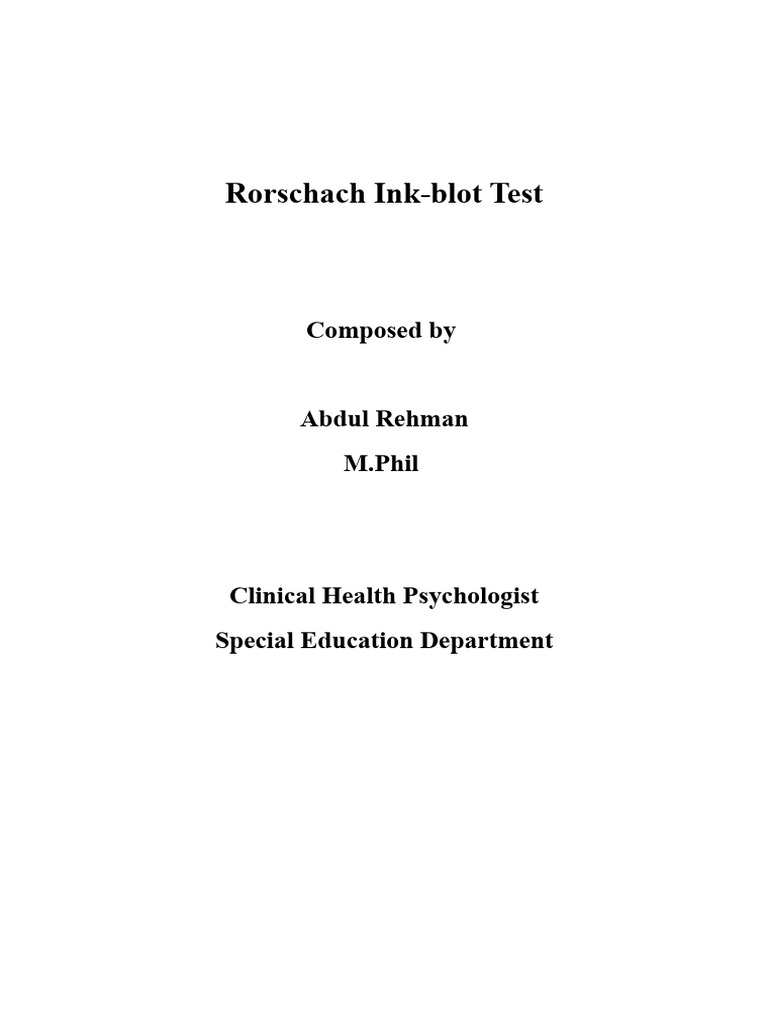 Free Online Rorschach Inkblot Test | PDF
