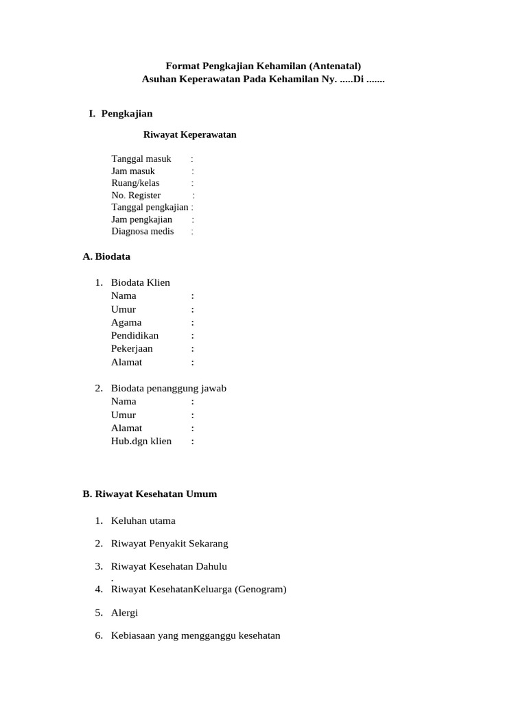 2425 Format Pengkajian Kehamilan | PDF