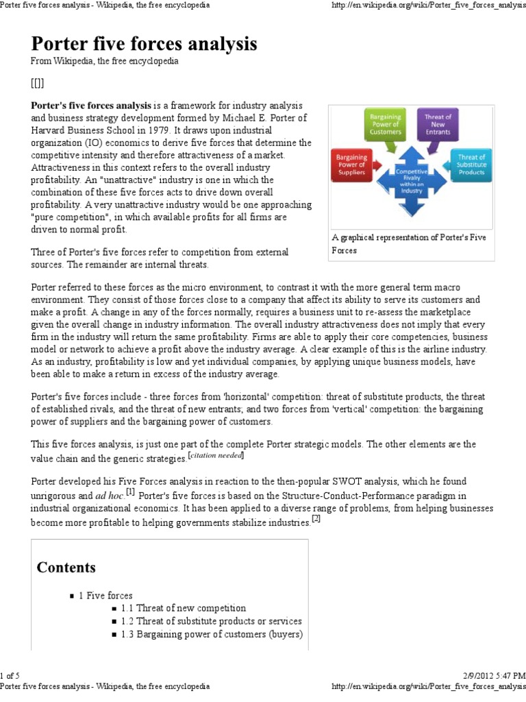 Porter Five Forces Analysis - Wikipedia, The Free Encyclopedia | PDF ...