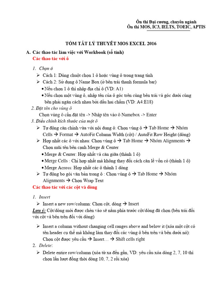 MOS Excel 2016 | PDF