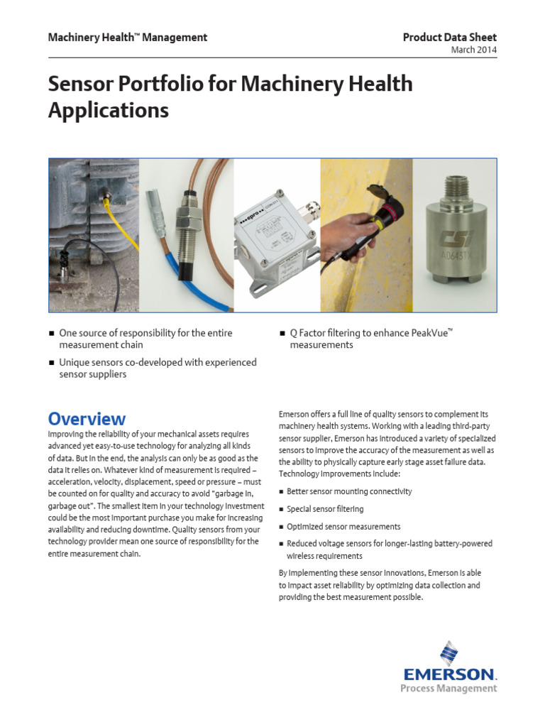 Product Data Sheet Sensor Portfolio For Machinery Health Applications ...