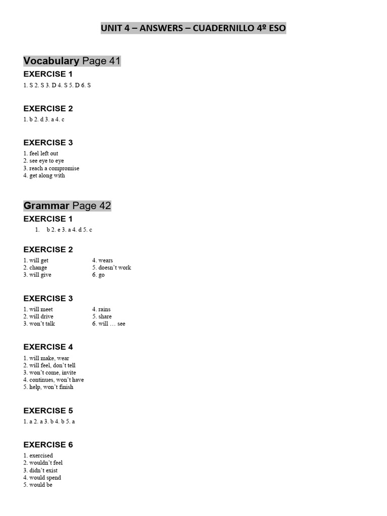 4ESO BASIC UNIT4 Answers | PDF